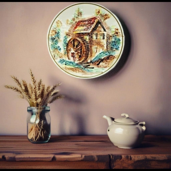 Lefton | Accents | Vintage Lefton Watermill House Plate Charming ...